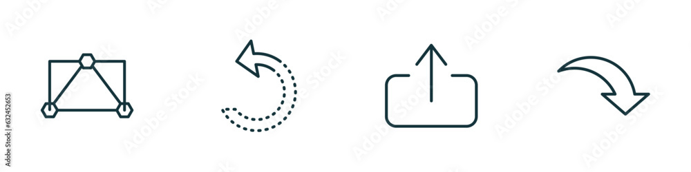 set of 4 linear icons from user interface concept. outline icons included data interconnected ...