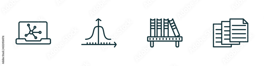 set of 4 linear icons from education concept. outline icons included ...