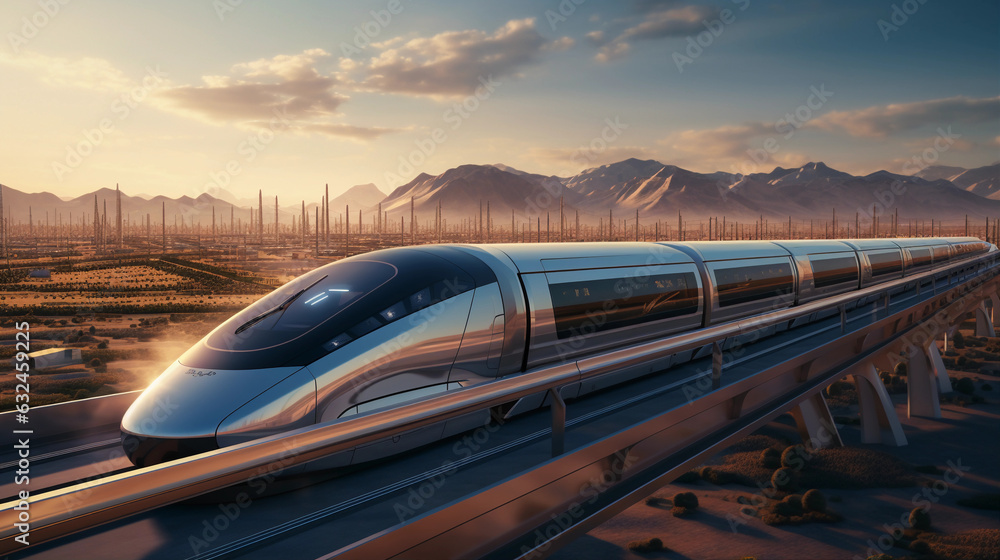 Hyperloop and High-Speed Rail. Illustration of futuristic ...