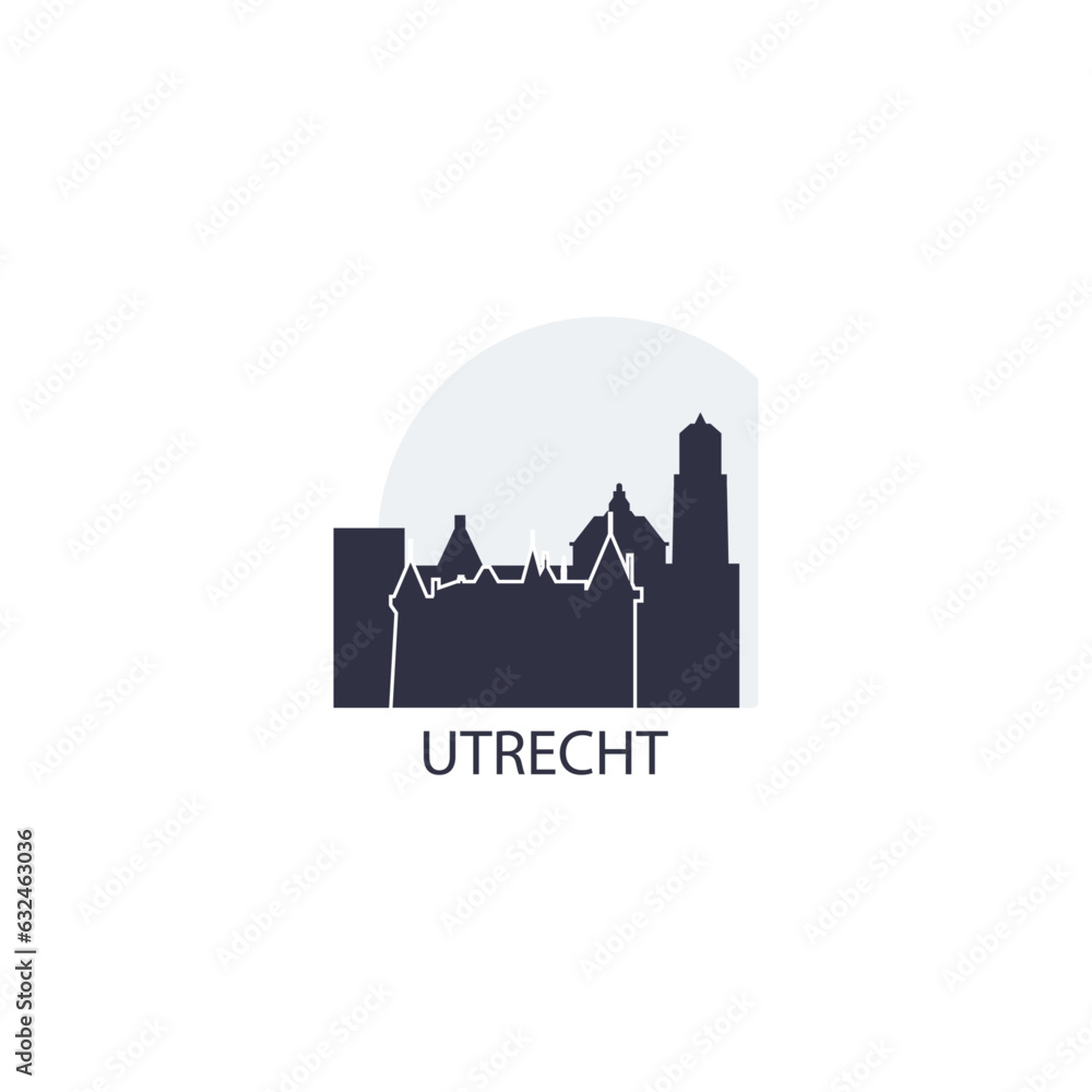 Netherlands Utrecht cityscape skyline city panorama vector flat modern ...