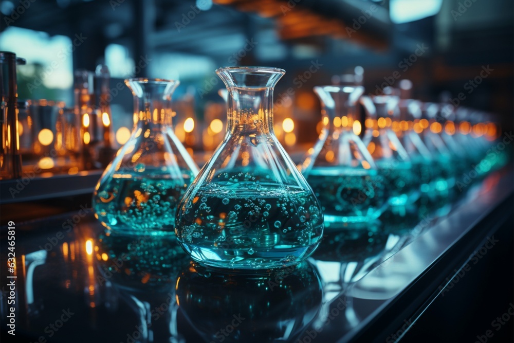 Chemistry science theme enhanced by a captivating laboratory glassware ...