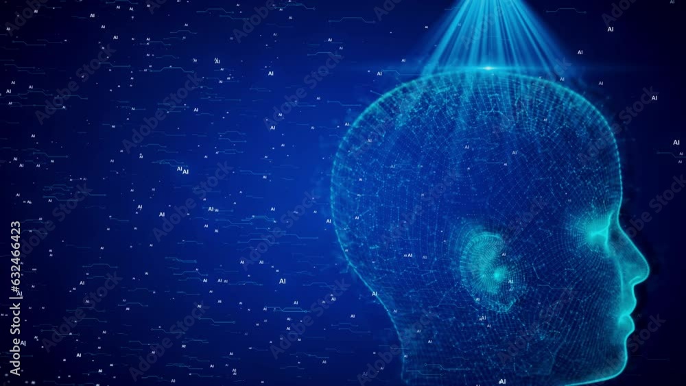 Modern Cyber AI Futuristic High Tech Concept Visualization 3D CPU Processor Microchip Artificial ...