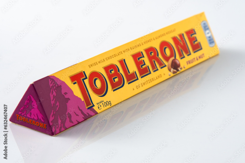 Toblerone Swiss chocolate with raising, honey, almond nougat. New ...
