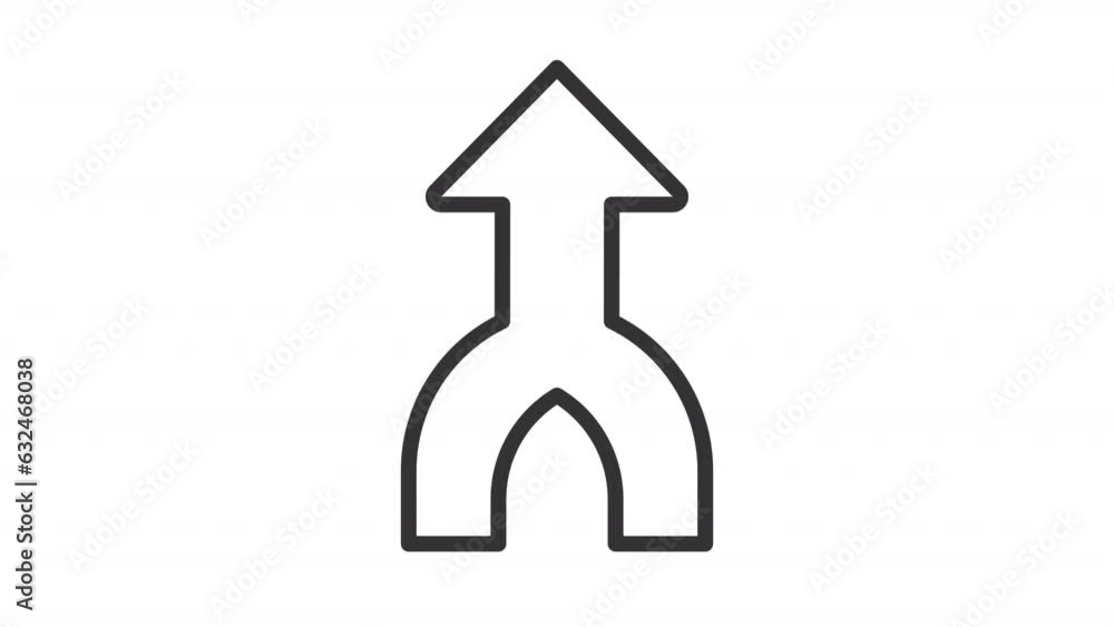 Black icon animation of road merge arrow, HD video with transparent ...