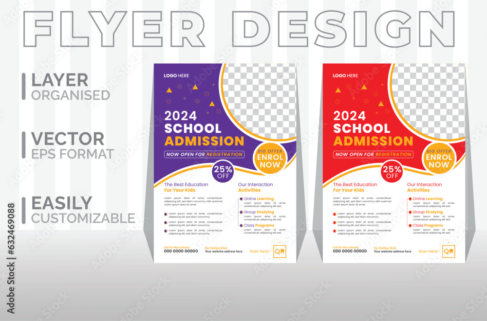 Multicolored School Flyer Layout. a bundle of 4 templates of a4 flyer ...