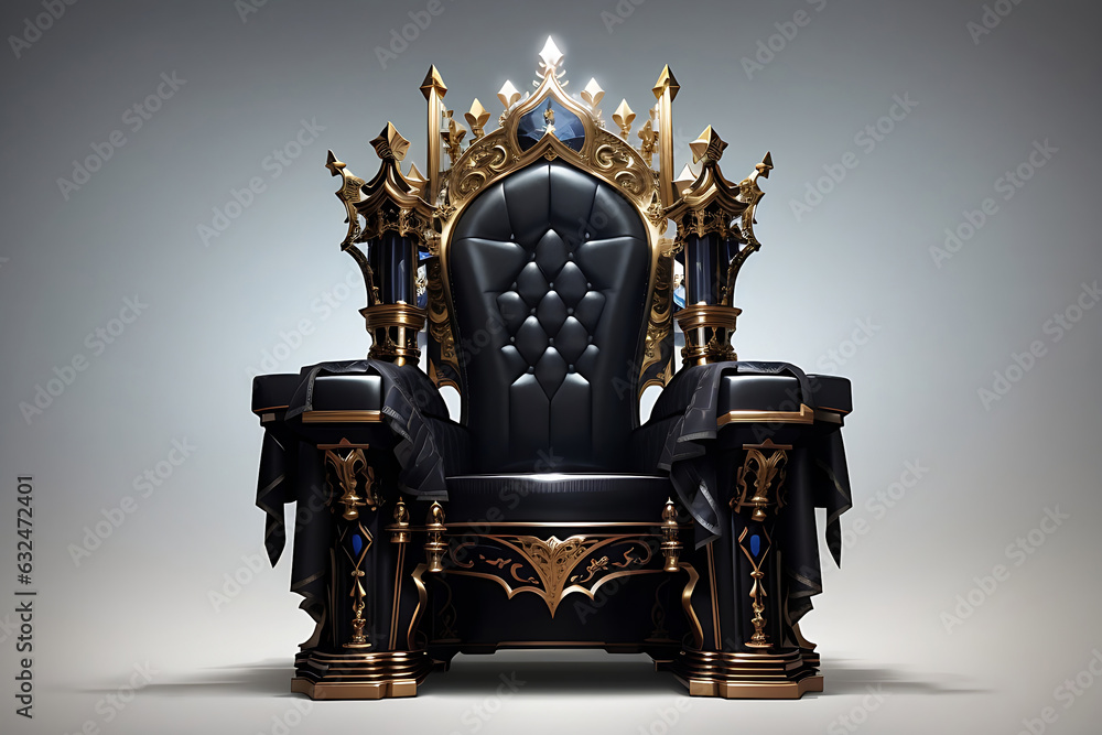 Royal throne isolated on transparent background. Dark gothic throne ...