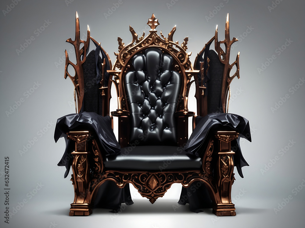 Royal throne isolated on transparent background. Dark gothic throne ...