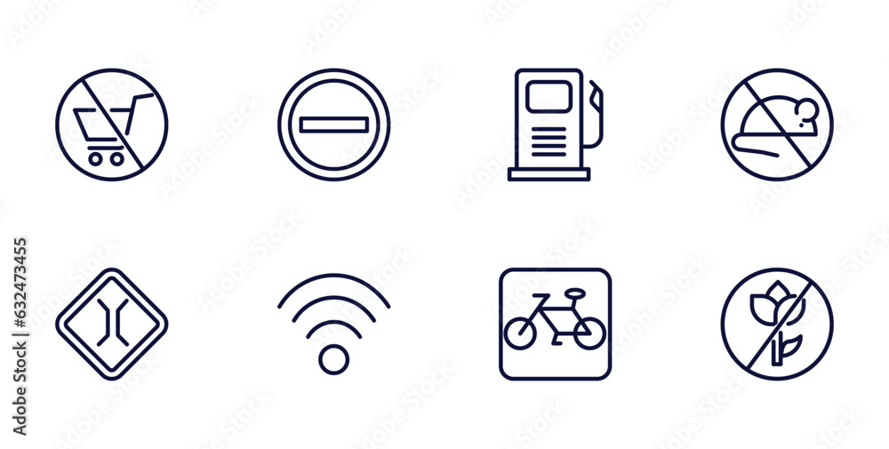 set of traffic signs thin line icons. traffic signs outline icons such ...