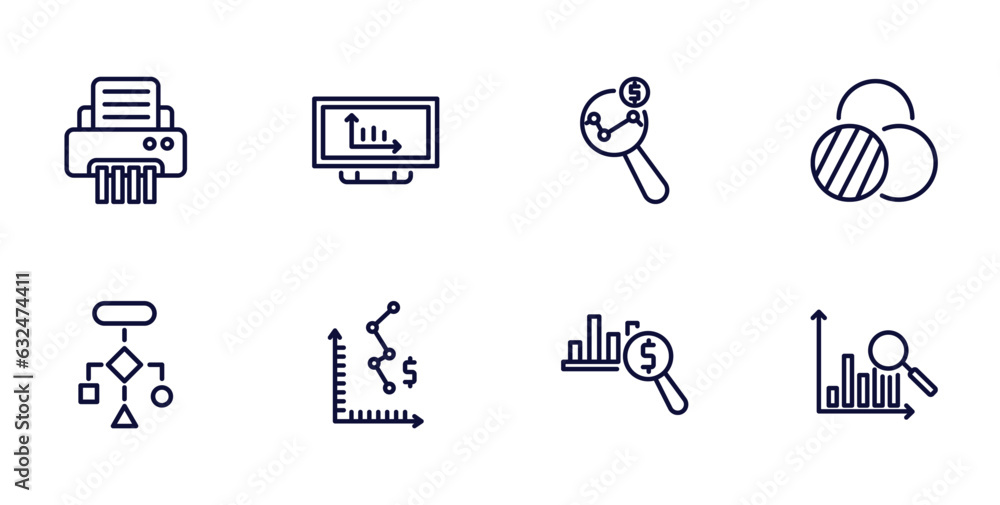 set of business and analytics thin line icons. business and analytics outline icons such as ...