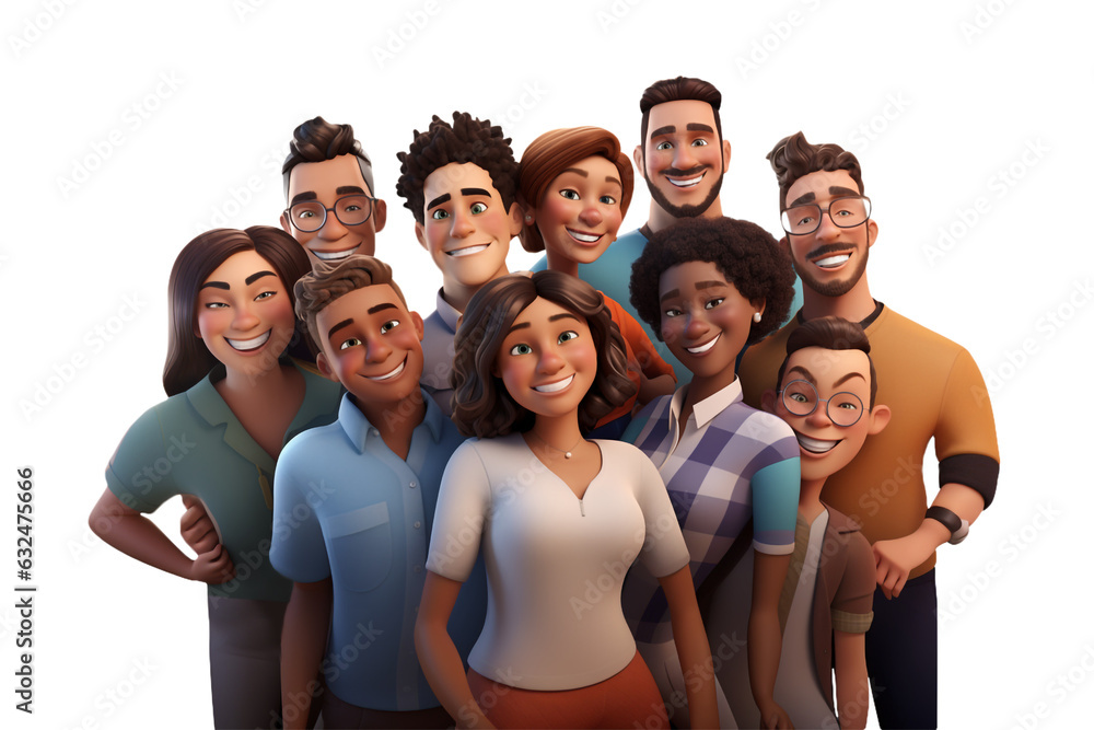 Smiling multicultural group of characters isolated. Multinational ...