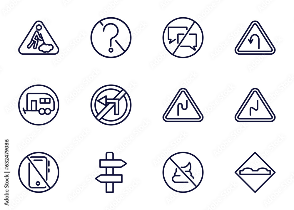 set of traffic signs thin line icons. traffic signs outline icons such ...