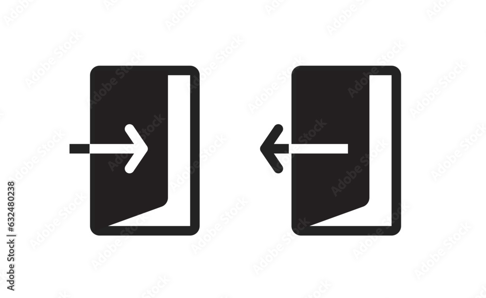 shutterExit entry door sign icon simple vector black graphics, enter ...