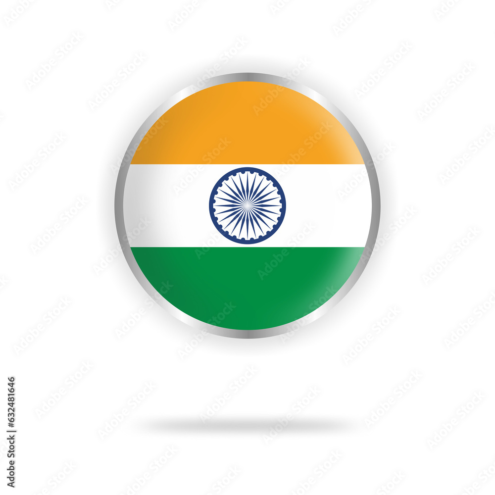India flag circle design with transparent background silver frame Stock ...