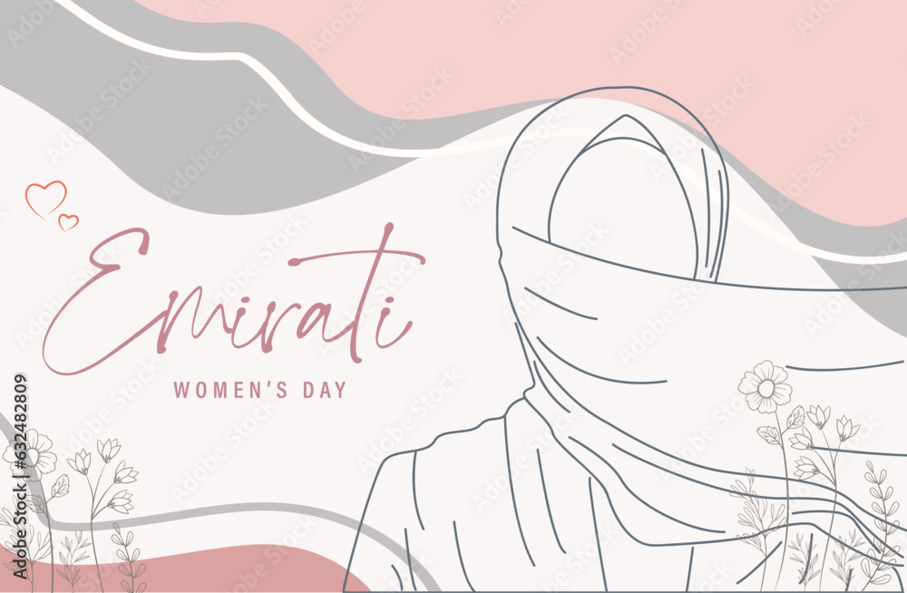 Emirates Women's Day Design with Female with Hijab Vector Illustration ...