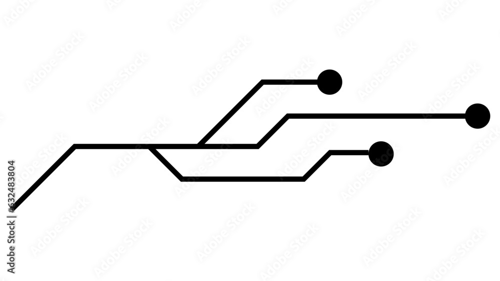 Printed circuit board PCB tracks isolated on white background ...