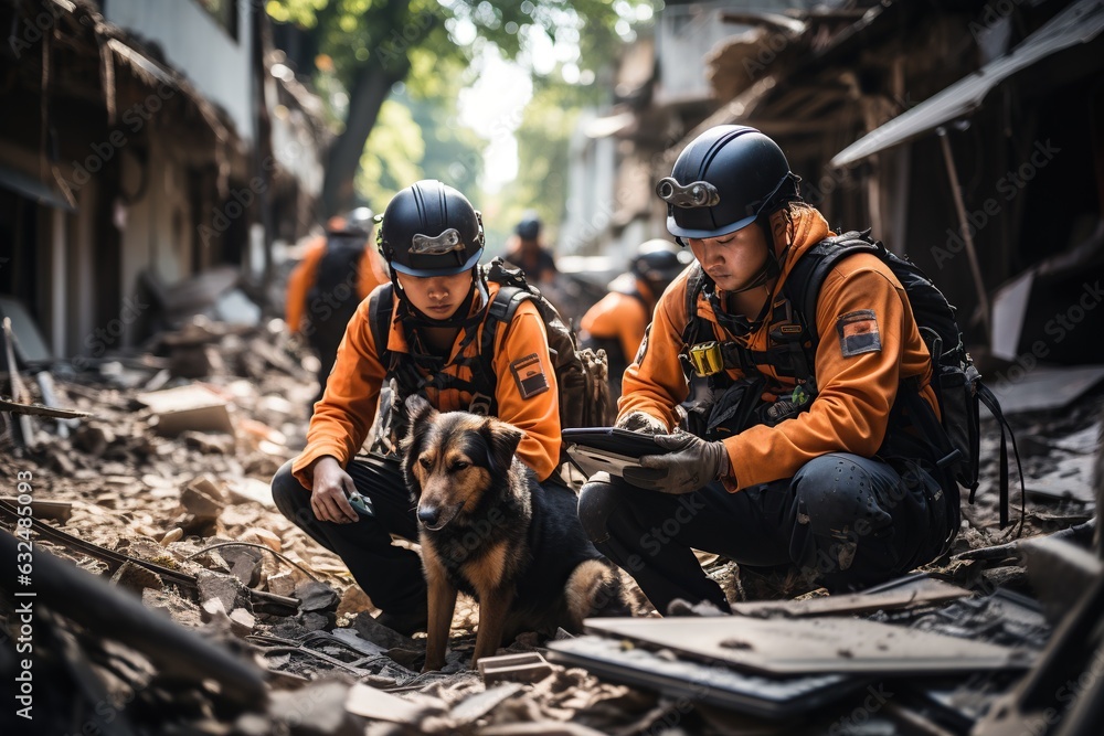 USAR (Urban Search and Rescue), along with their K9 search and rescue ...