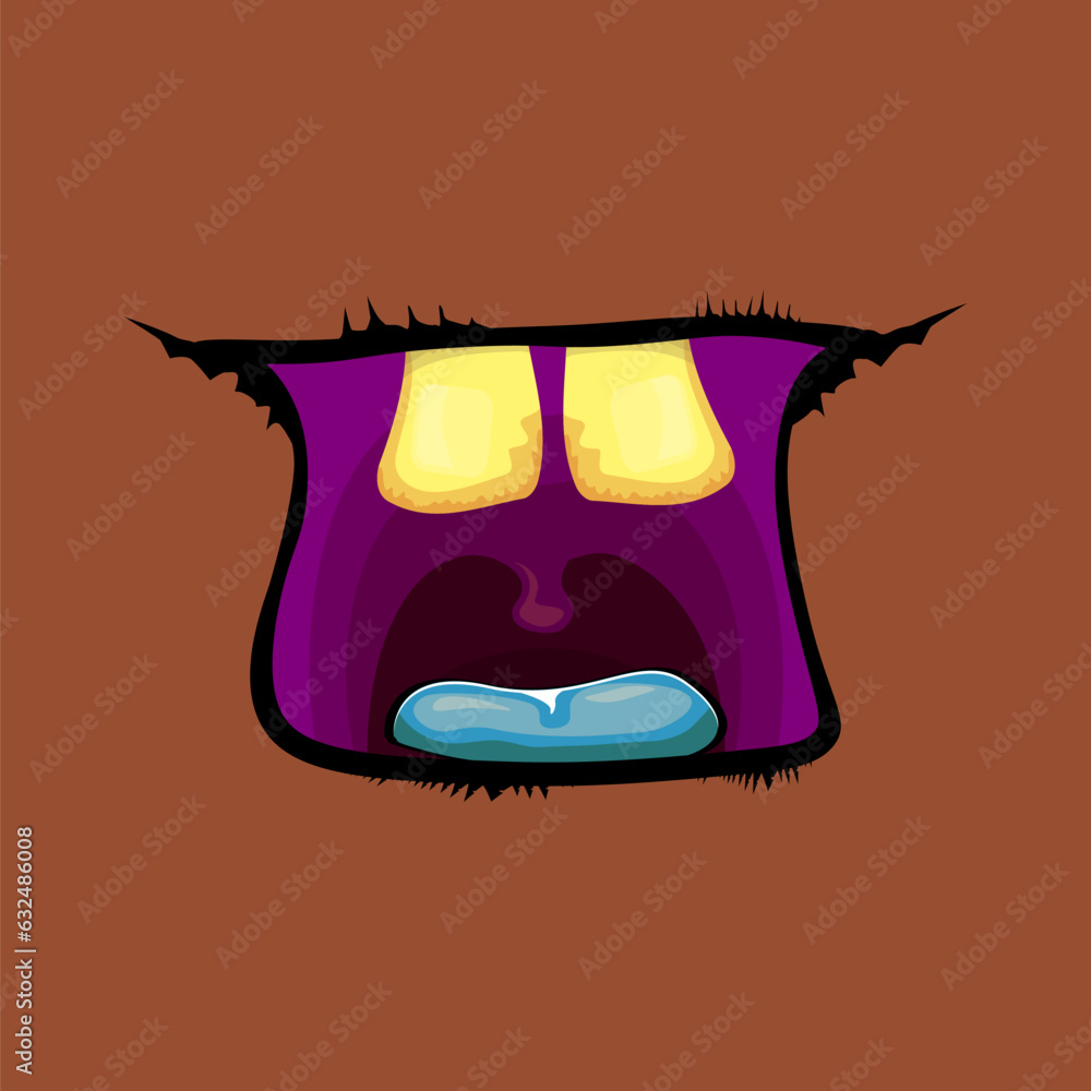 Vector cartoon funny zombie monster open mouth with rotten teeth ...