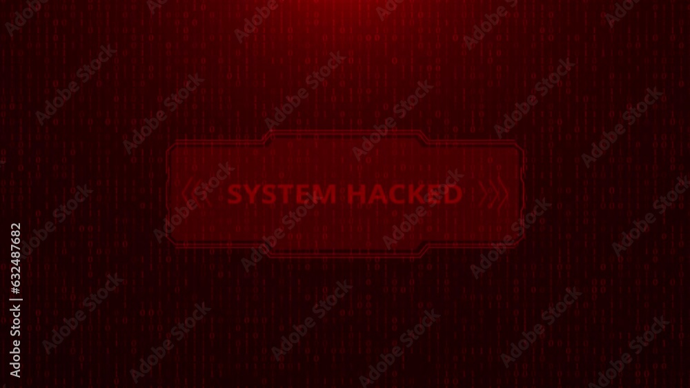 4K Red warning alert System Virus hack security breach computer hacking ...