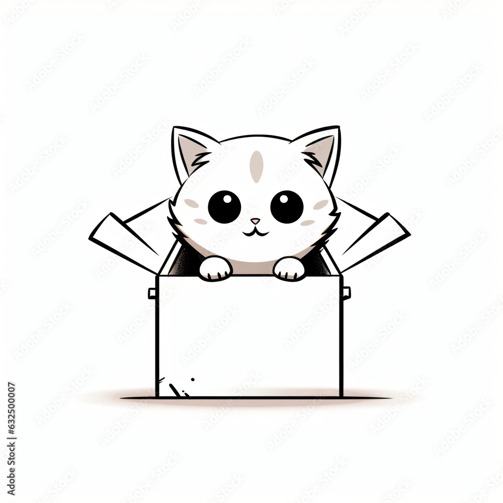 A delightful printable black-and-white coloring page of a cat looking ...