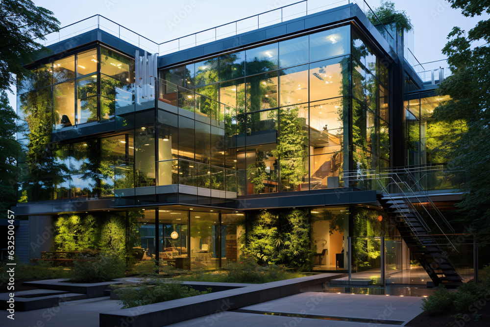 Sustainable green building. Energy efficient building. Sustainable ...