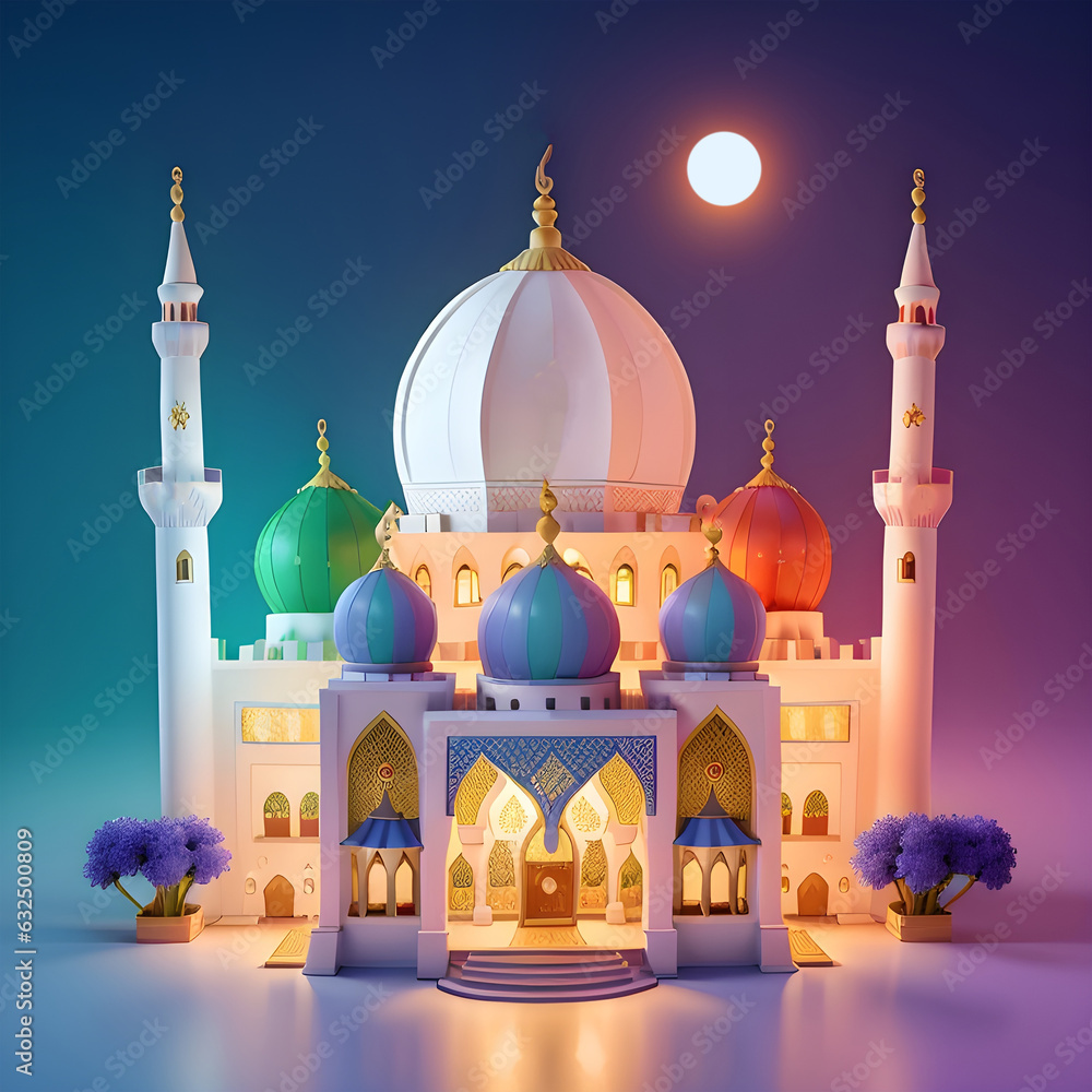 3d realistic Mosque building design isolated png, Generative AI Stock ...