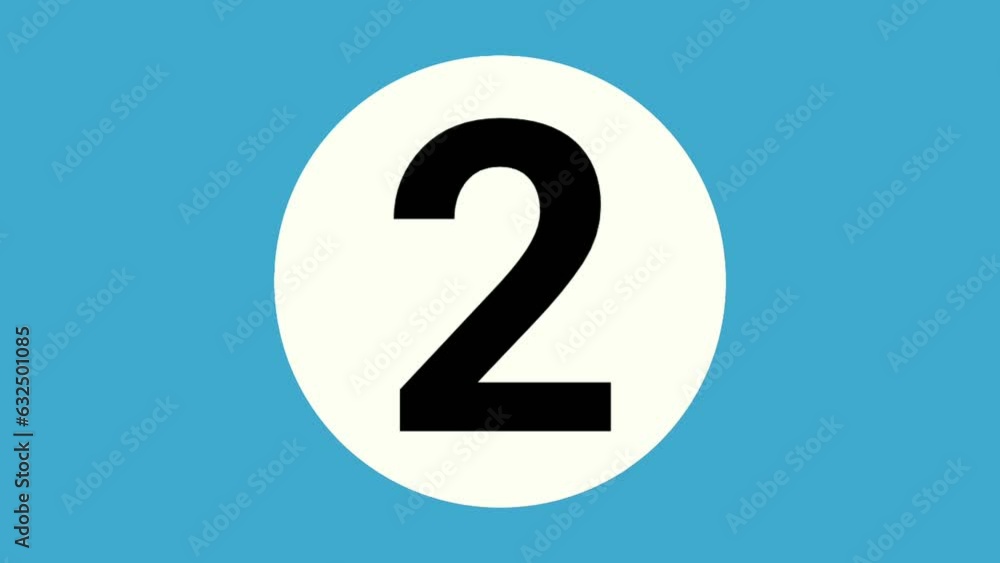 Number 2 two cartoon animation with Glitch effect on blue background,4k ...