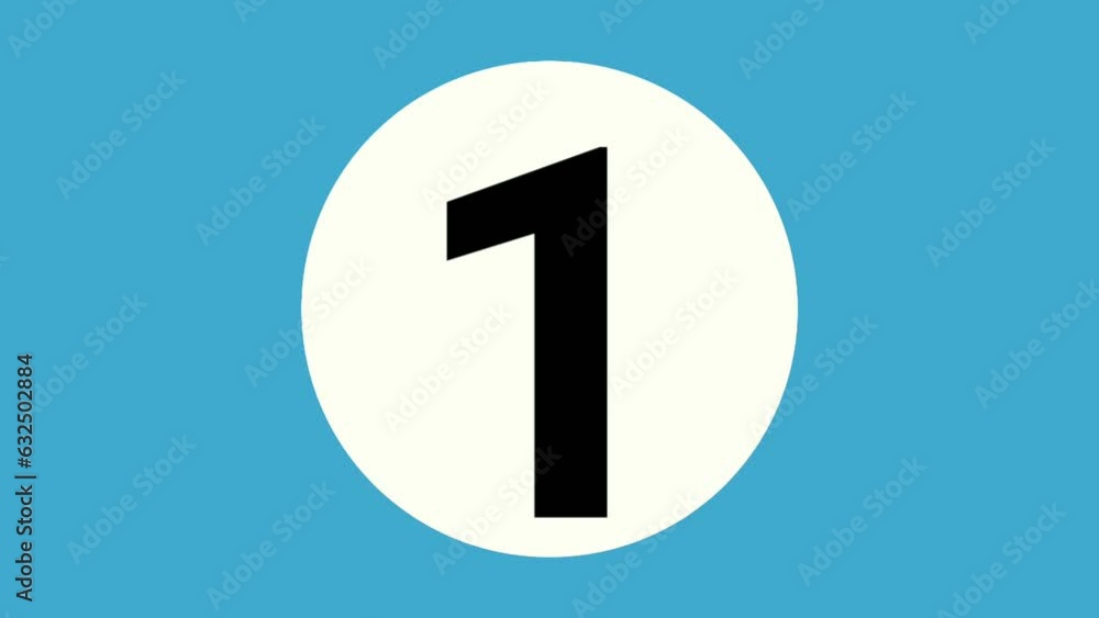 Number 1 cartoon animation on blue background,4k cartoon video number ...