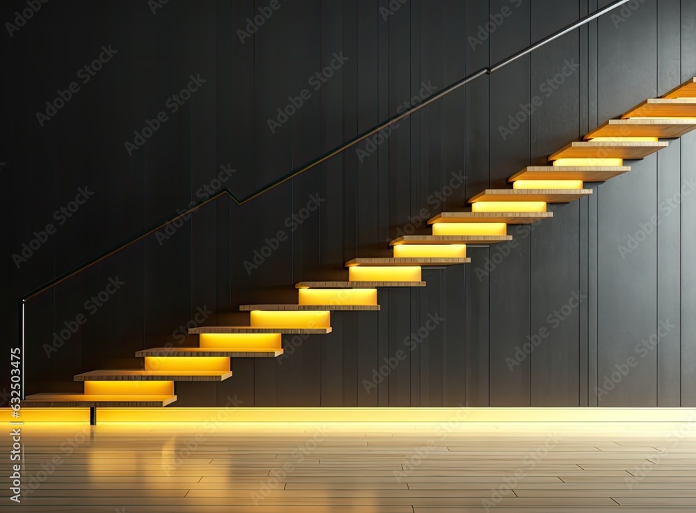 Stairway lights bulb for illumination as safety protection wooden ...