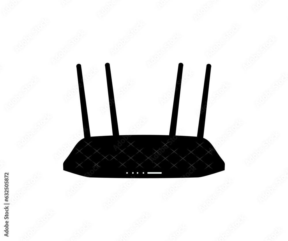 Wireless wi-fi black router with four antennas logo design. Modern Wi ...