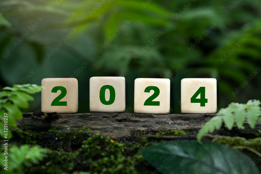 Foto de Happy green new year 2024.Go green 2024 concept.Sustainable ...