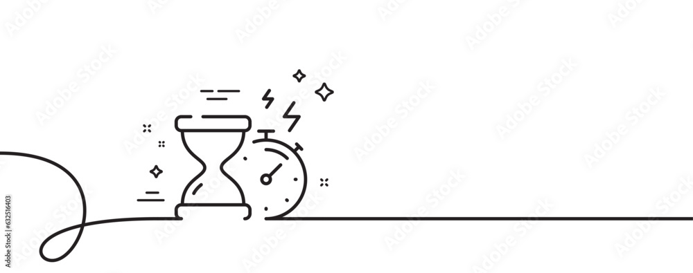 Hourglass timer line icon. Continuous one line with curl. Stopwatch ...