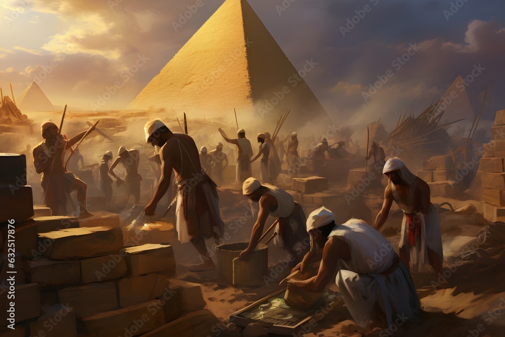 Ancient Egyptian workers building the pyramids. Stock Photo | Adobe Stock