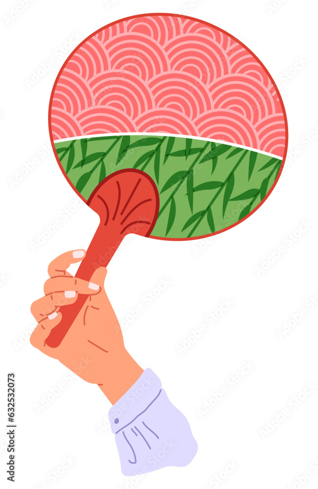 Chenese and Japanese hand fan. Vector illustration. A Japanese fan ...