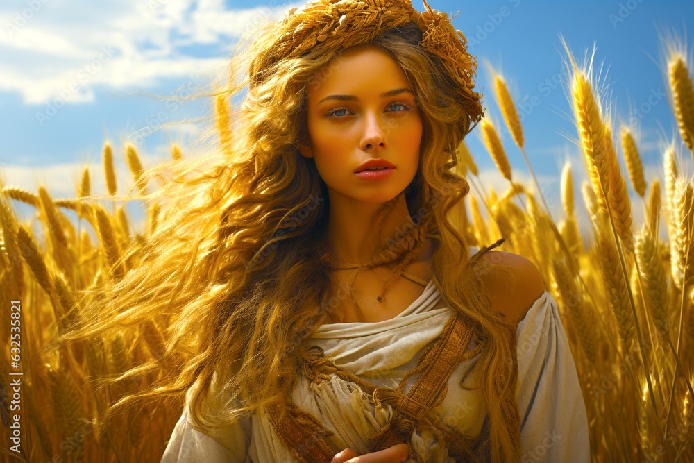 Abundant Harvest - A Radiant Portrait of Demeter, Greek Goddess of ...