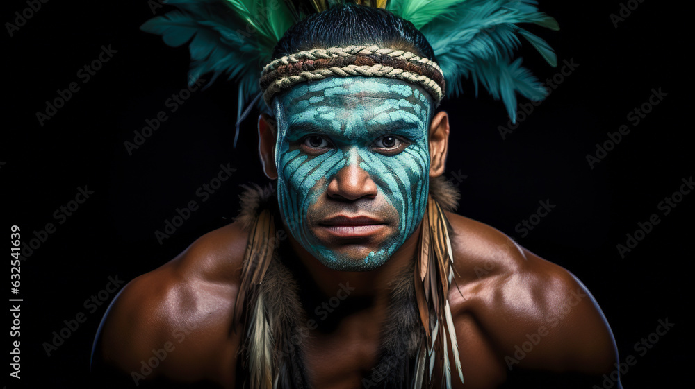 Portrait of a male from the Yap culture in Micronesia. Man in ...