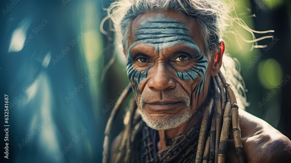 Portrait of a male from the Yap culture in Micronesia. Man in ...