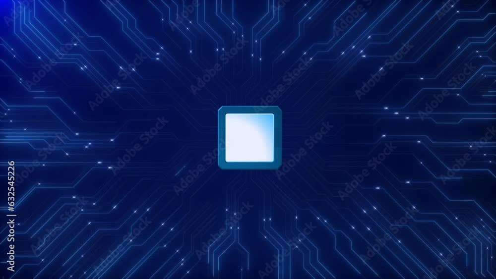 4K 3D Artificial intelligence AI Circuit board. Electronic computer ...