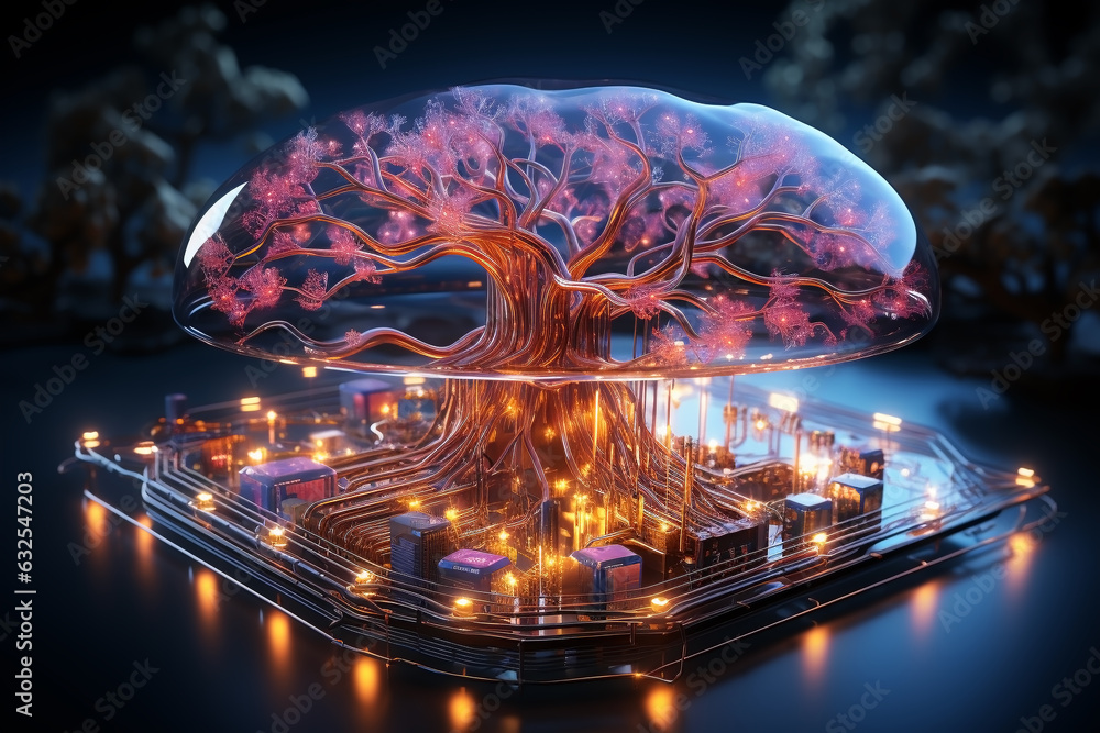 AI Brain 3D design of human brain based on abstract modern creative ...