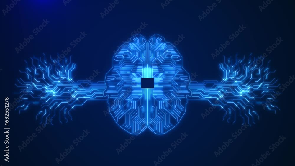 High Tech Artificial Intelligence Concept of electric brain brainstorm ...