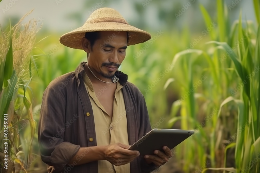Generative AI : Asian agriculture technology concept of smart farmer ...