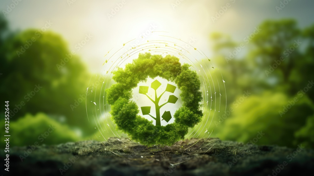Circular economy icon on nature background in The concept circular ...