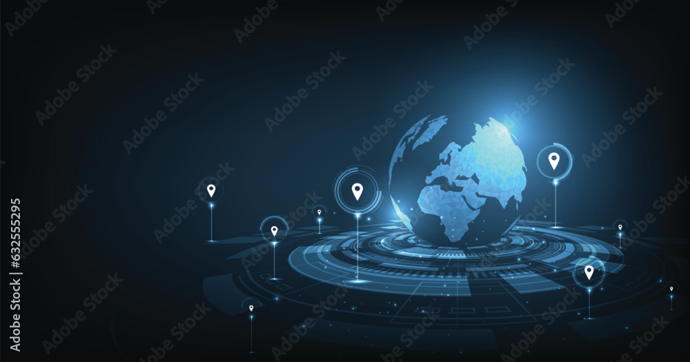 Concept image of GPS positioning system in the global.Image pin GPS ...