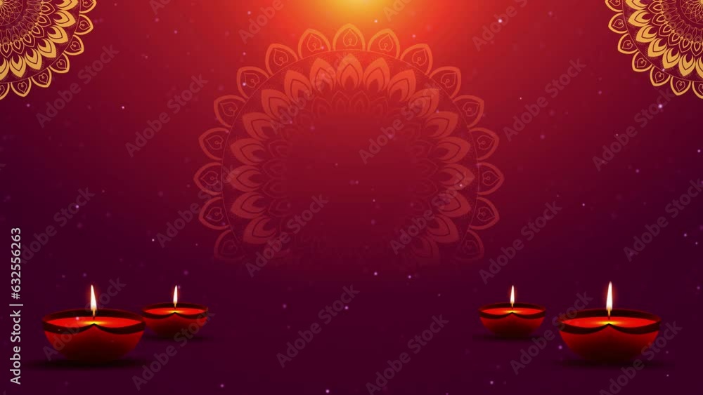 Vídeo do Stock: 4K Diwali Background Burning floral diya on Diwali ...