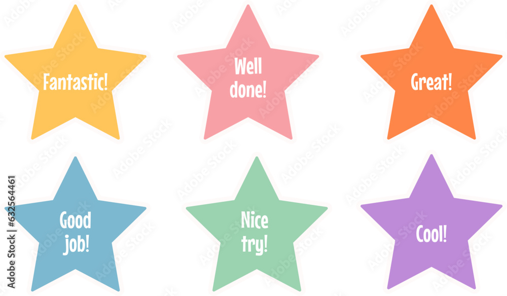 set of colorful school motivation stickers for children, primary school ...