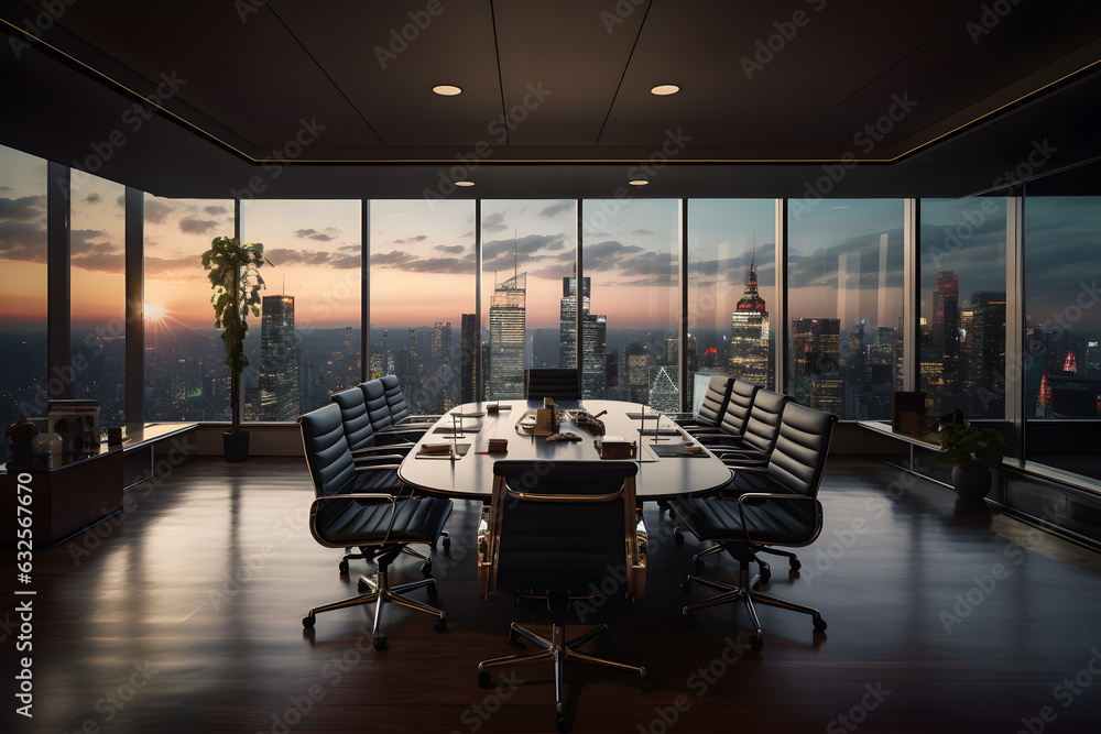 Executive Meeting. Conference Room in a High-Rise Office Tower Stock ...