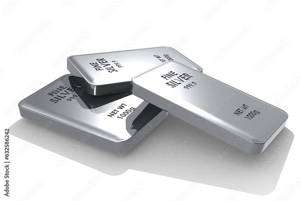 Silver bars isolated on white background for financial concept Stock ...