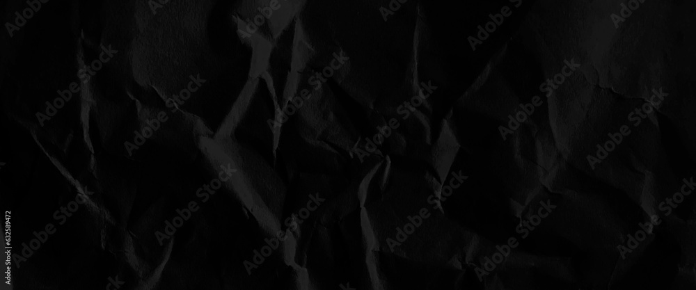 Black wrinkled paper texture, crumpled and folded black paper texture ...