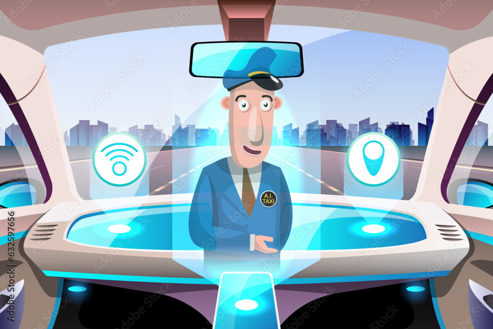 Artificial Intelligence Driverless Safety System with HUD Interface in ...