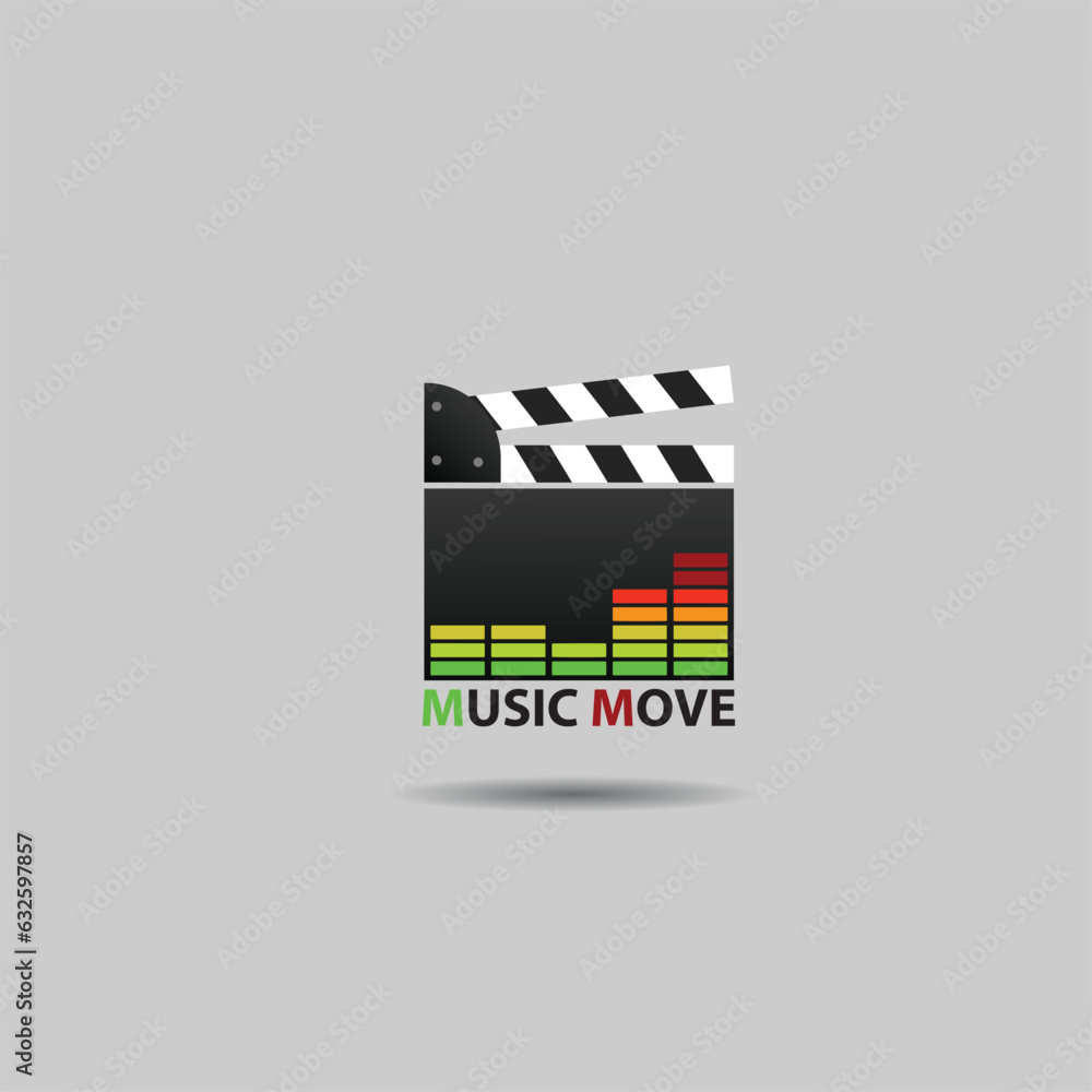 music video symbol logo vector illustration with clapper board and ...