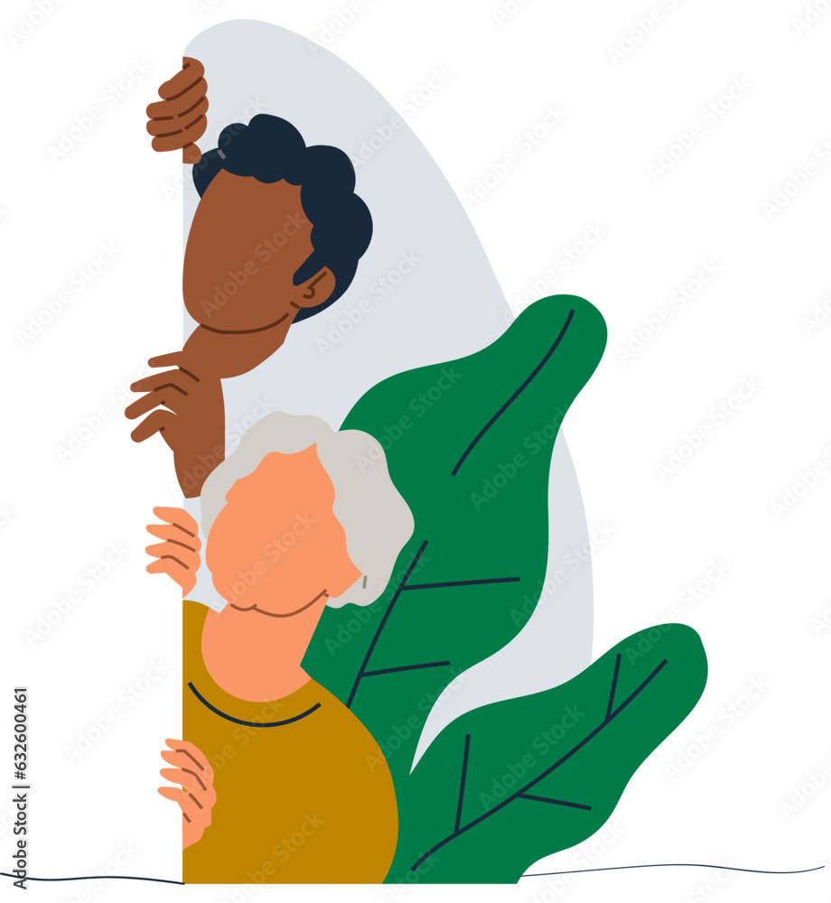 Spying, observing and sneaking. Vector illustration. Spying person ...